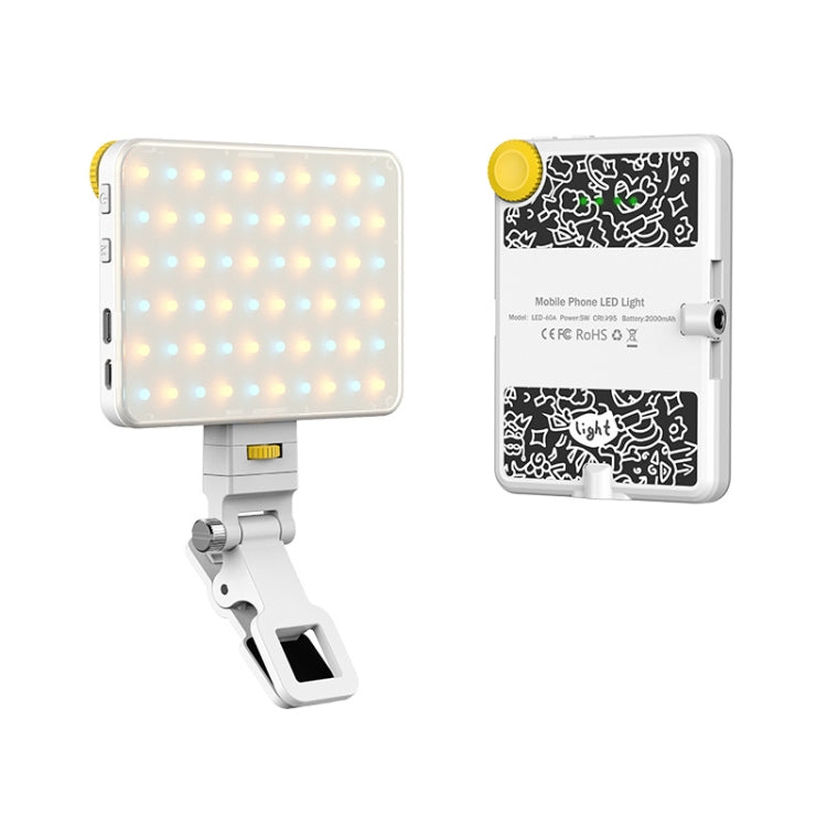 60 LEDs Rechargeable Clip Fill Light With Front & Back Clip Adjusted 3 ...