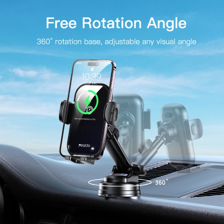 Yesido C197 15W 2 in 1 Suction Cup Type Wireless Charging Car Holder ...